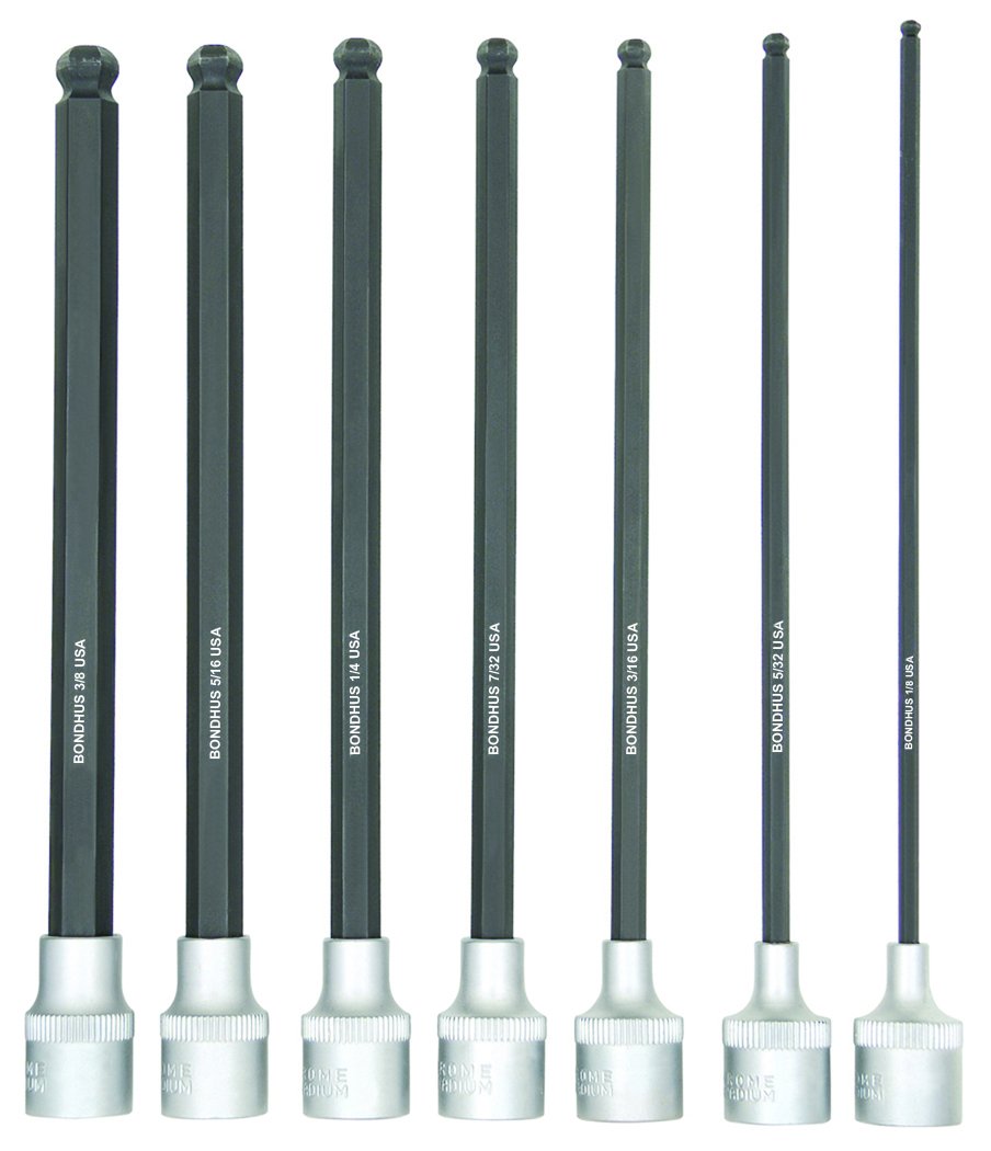 Bondhus 43845 7pc Prohold Ball End Inhex Bits & Sockets Set Imperial 1/ ...