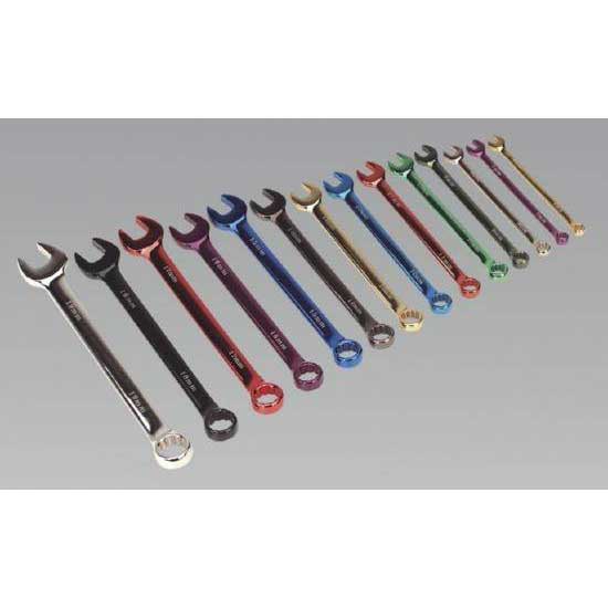 Sealey Ak6314 Combination Spanner Set Multi Coloured 14pc Metric Uktools