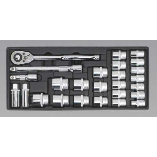 Sealey TBT19 - Tool Tray with Socket Set 1/4”Sq Drive 43pc | UKtools