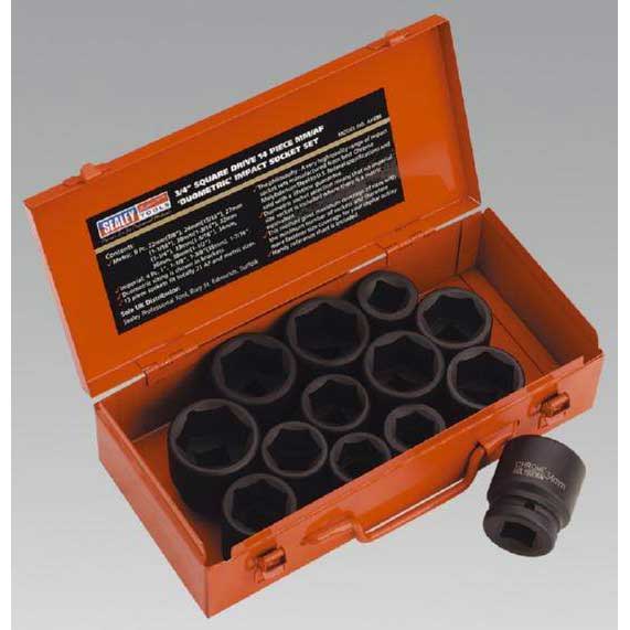 Sealey AK687 - Impact Socket Set 13pc Deep 3/4”Sq Drive Metric/Imperial ...