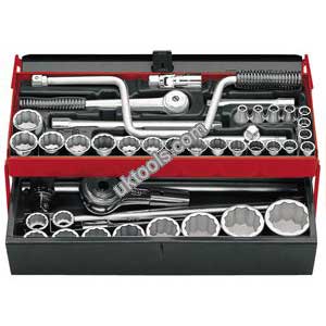 Facom SK.452U 38 Piece 1 2 and 3 4 Square Drive Inch 12 Point Socket Set with S.151B and K.151B Ratchets UKtools