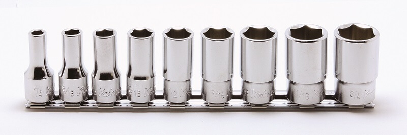 Koken RS3300XA/9 9 piece AF 3/8".Dr 6-pt Semi deep 40mm long socket set | UKtools