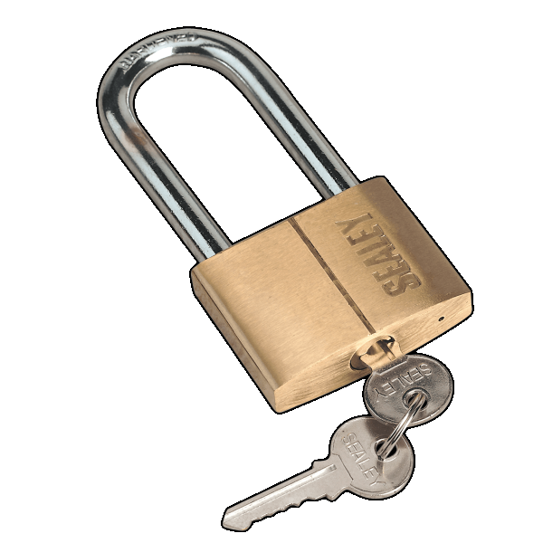 Sealey PBCL50 Padlock with Brass Cylinder Long Shackle 50mm | UKtools