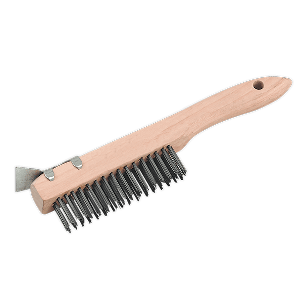 Lightweight Scratch Brush with Scraper - 4 Row | UKtools